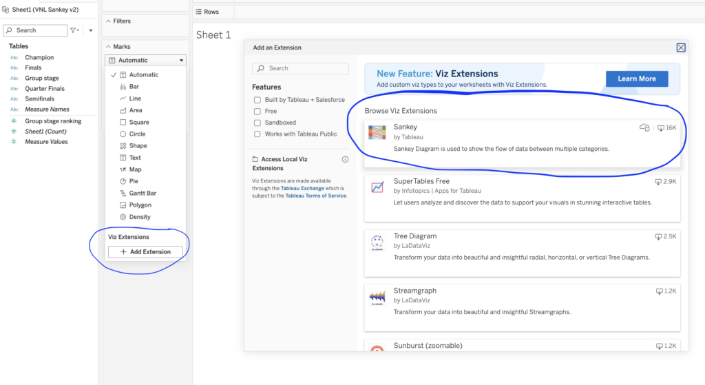 I tried Tableau's Sankey Chart Extension so you don't have to