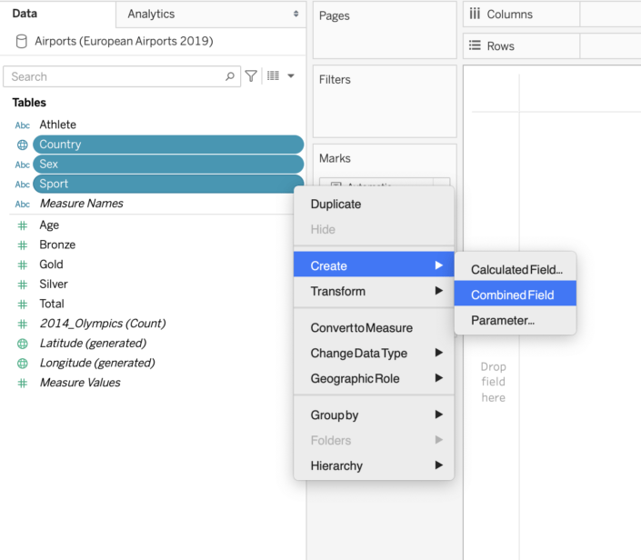 Combined Field in Tableau: Calculations over multiple dimensions